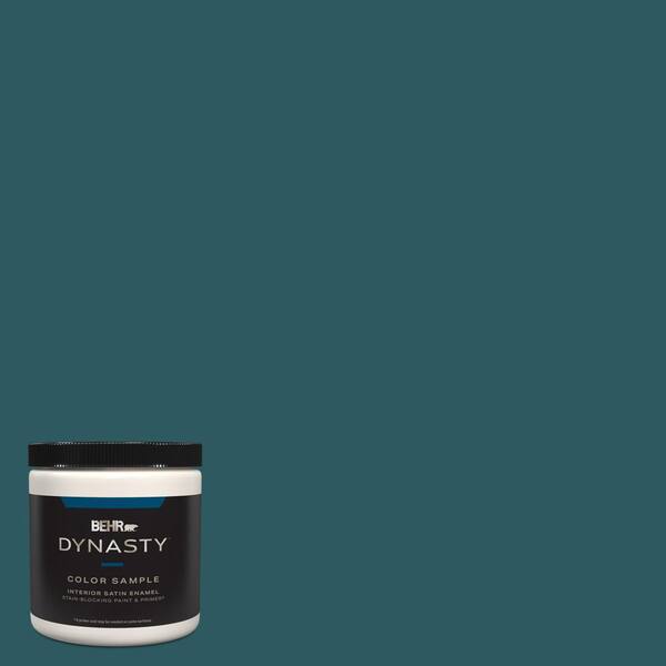 BEHR DYNASTY 8 oz. #QE-47 Petro Blue Satin Enamel Stain-Blocking ...