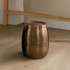 happimess Merida 12 in. Matte Black Modern Rustic Hammered Round Metal ...