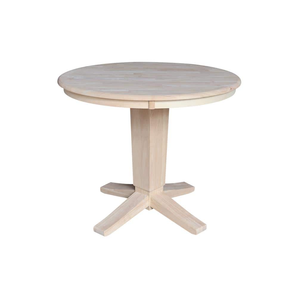 International Concepts Aria Unfinished Solid Wood 36 in Round Pedestal ...