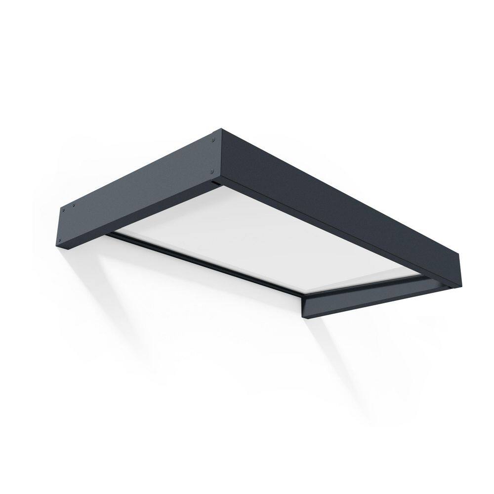 CANOPIA by PALRAM Sophia 5 ft. Gray/White Opal Door and Window Awning ...