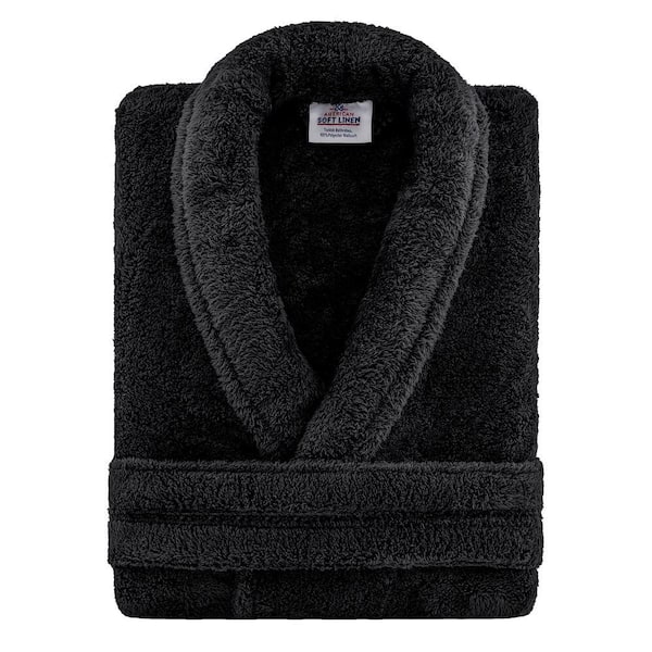 American Soft Linen L-XL Black Mens and Womens Robes BR-L-XL-Black--W46 ...