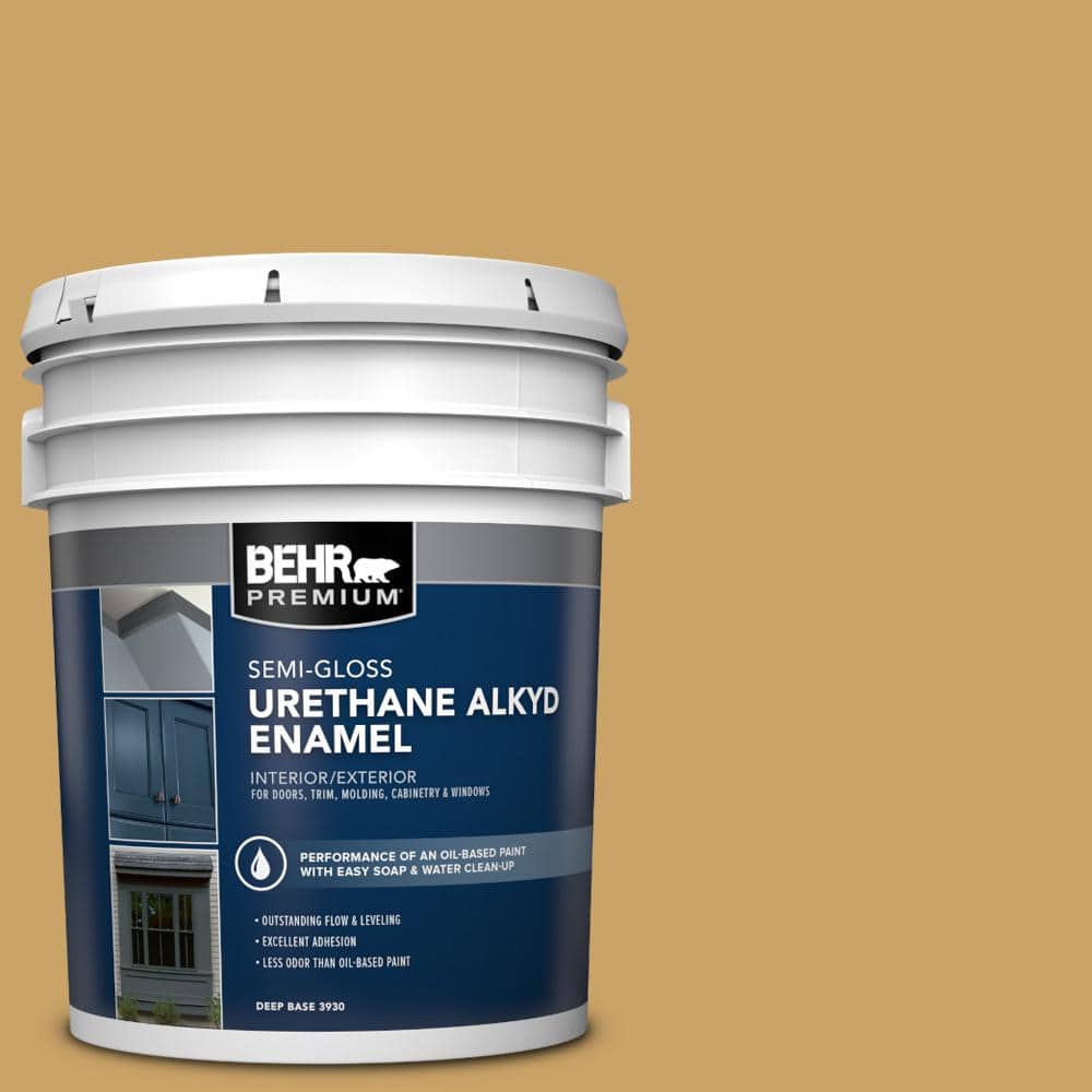 BEHR PREMIUM 5 gal. #PPU6-17 Classic Gold Urethane Alkyd Semi-Gloss ...