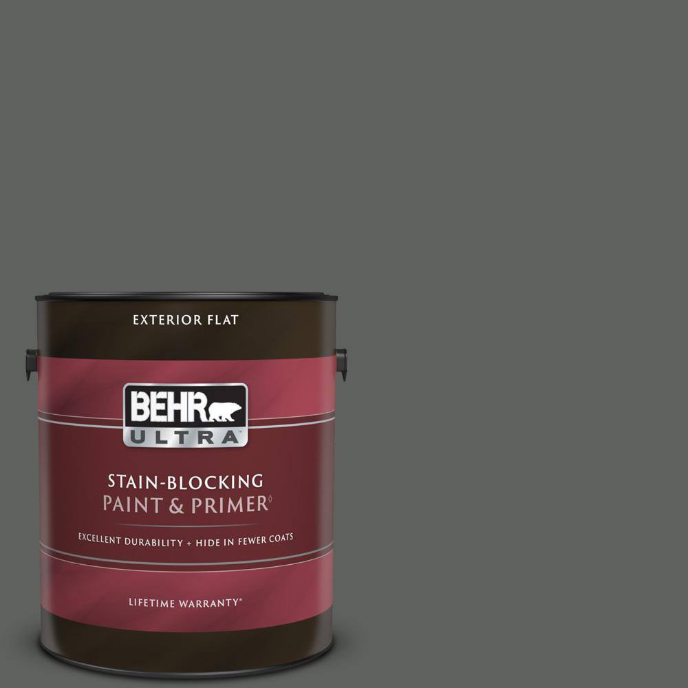 BEHR ULTRA 1 gal. #N460-6 Hematite Flat Exterior Paint & Primer 485301 ...