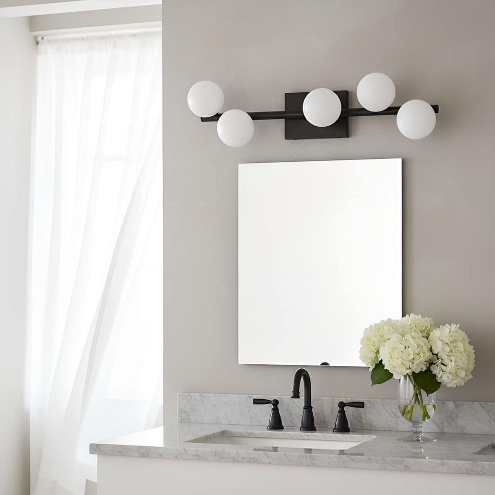 Generation Lighting Studio Altair 24 in. 5-Light Aged Iron Bathroom ...