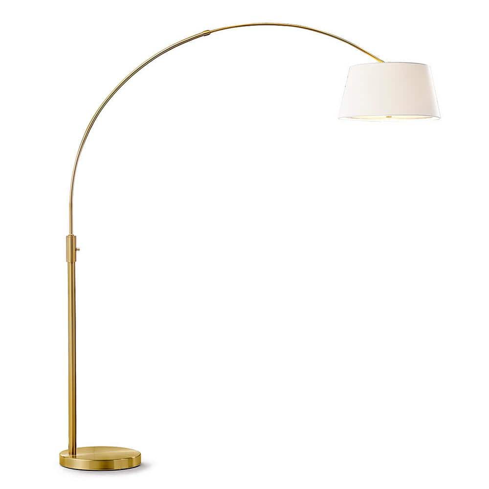 HomeGlam Orbita 82 in. Antique Brass Furnish LED Dimmable Retractable ...