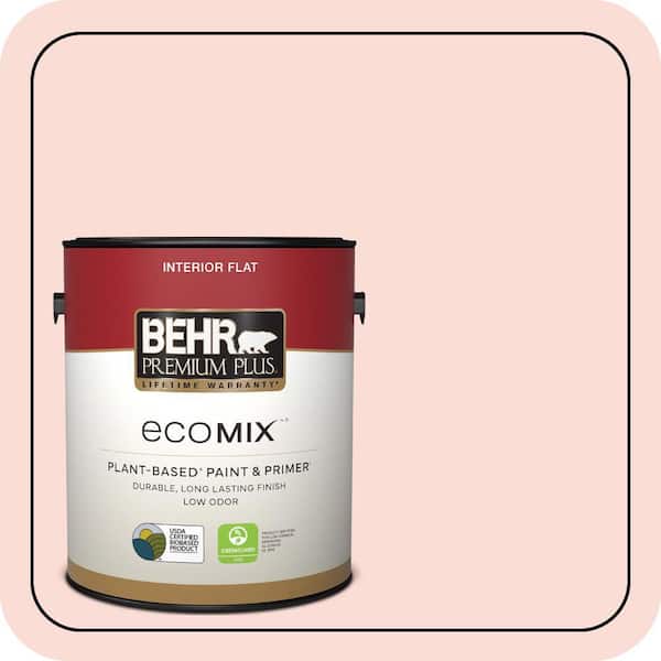BEHR PREMIUM PLUS 1 gal. #170A-1 Pink Parfait Flat EcoMix Plant-Based ...