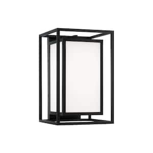 CANARM Lohan 1-Light Black Outdoor Wall Lantern Sconce with Clear Glass ...