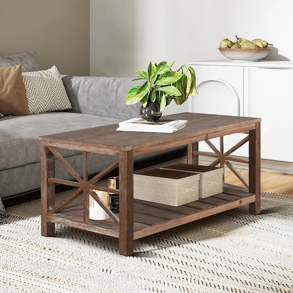 Unbranded 24 in. Brwon Rectangular Wood Tabletop End Table the Sofa Or Loveseat Living Room Side Table Small Coffee Table JW W1445P162747