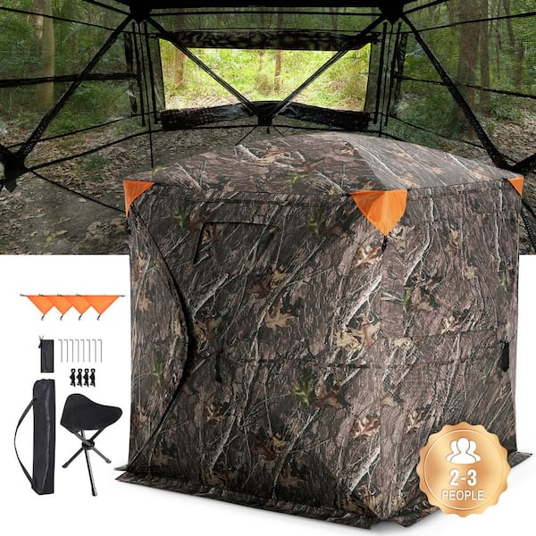 VEVOR Hunting Blind, 270-Degree See Through Ground Blind, 1-2 Person ...