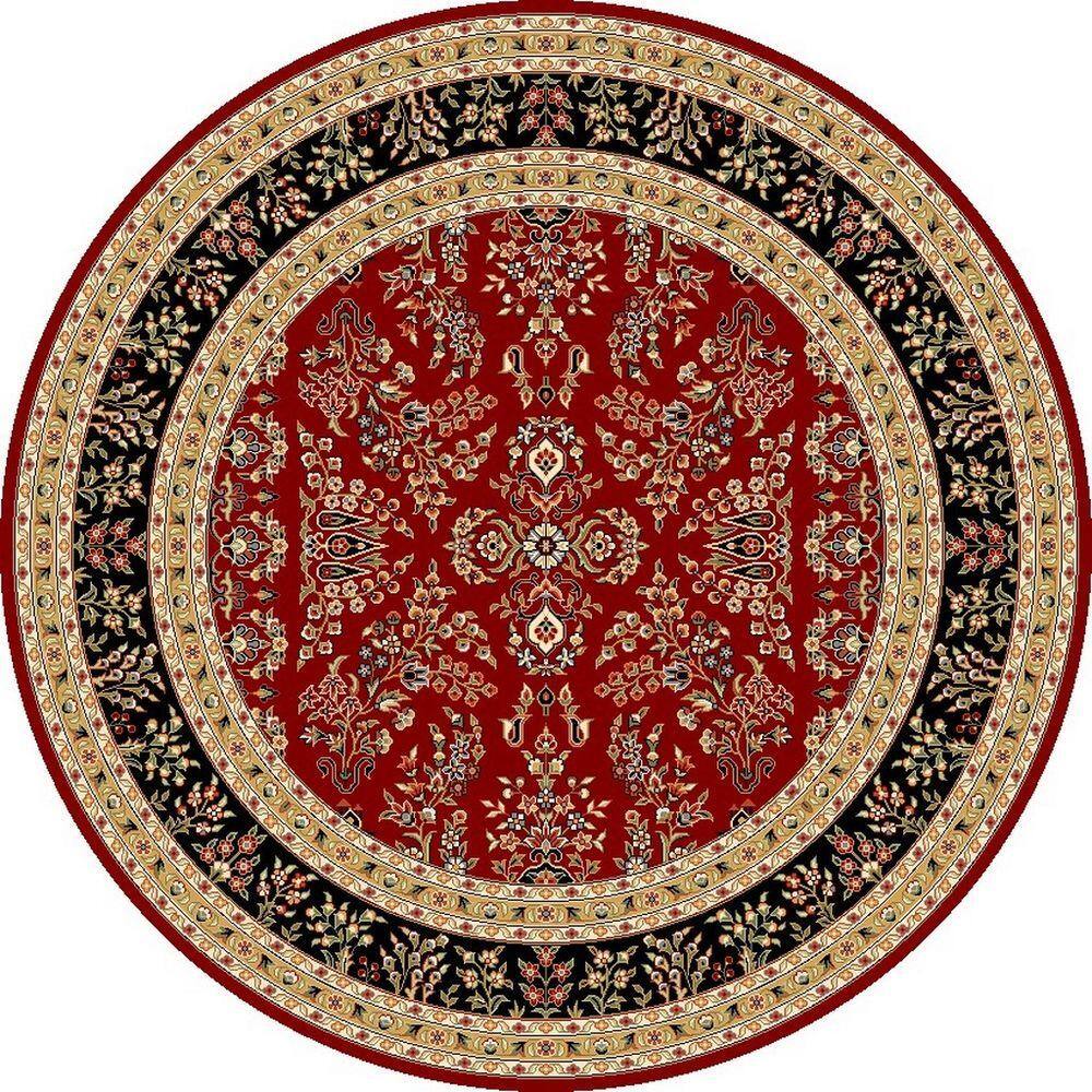 SAFAVIEH Lyndhurst Red/Black 8 ft. x 8 ft. Round Antique Floral Border ...