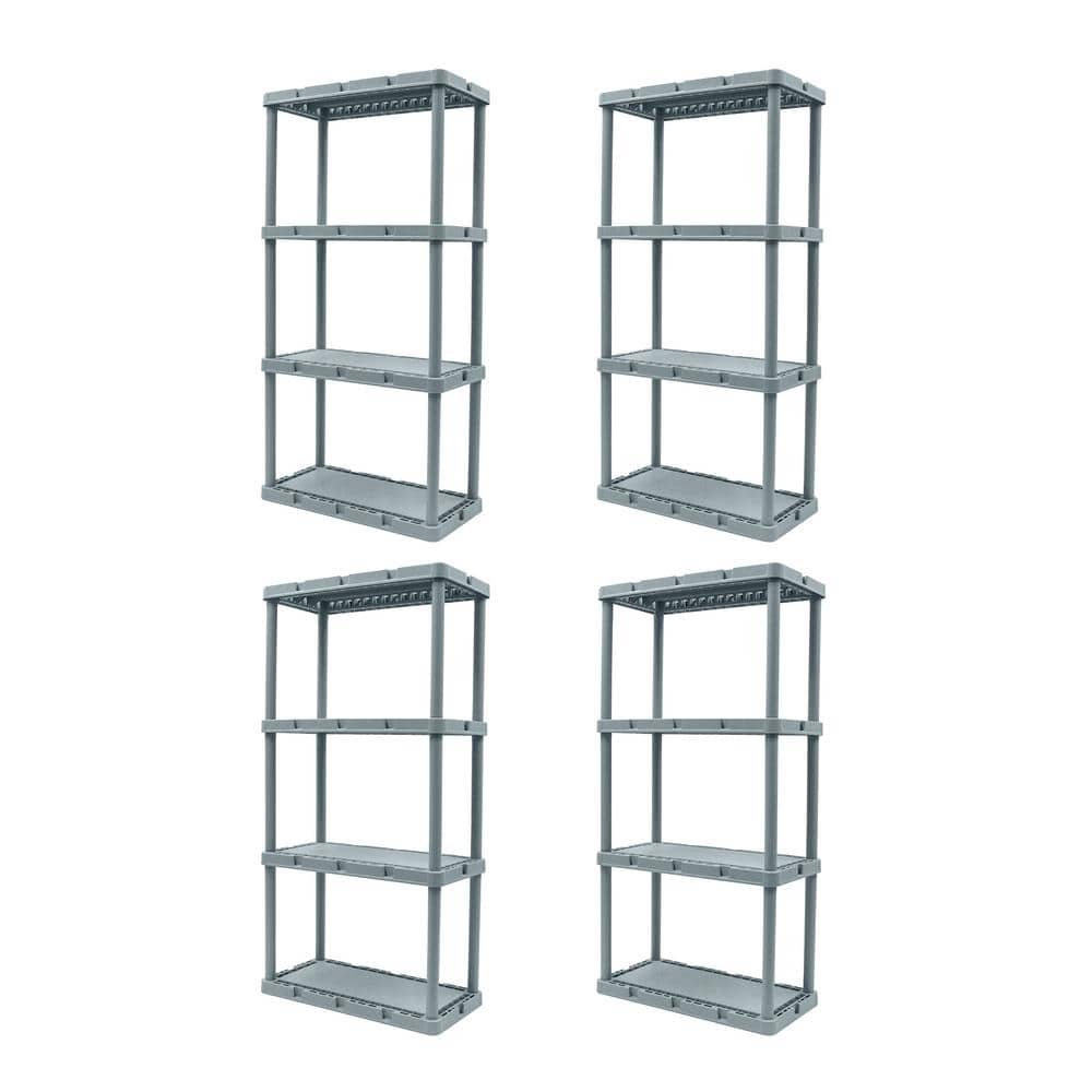 GRACIOUS LIVING Knect-A-Shelf Gray 4-Tier Resin 12 in. x 2 in. x 24 in ...