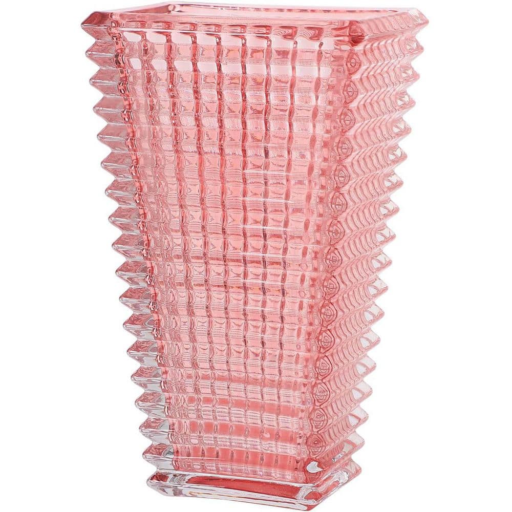 11 in. Pink Glass Decorative Vase YAJ4Y5 - The Home Depot