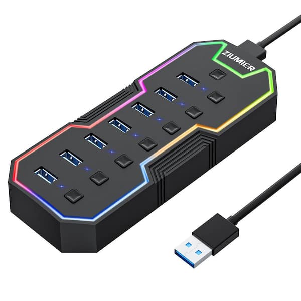 BIBIVIS 7 Ports USB Expander with RGB LED Strip for MacBook, Mac Pro ...