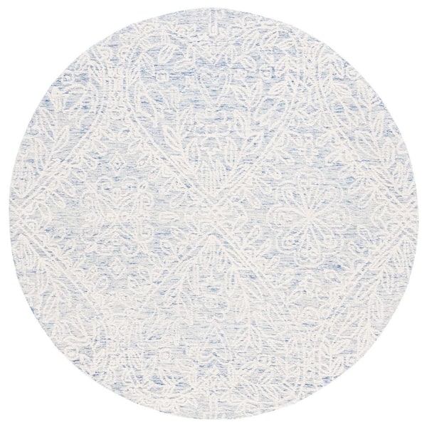SAFAVIEH Metro 6 ft. x 6 ft. Blue/Ivory Diamond Marle Round Area Rug ...