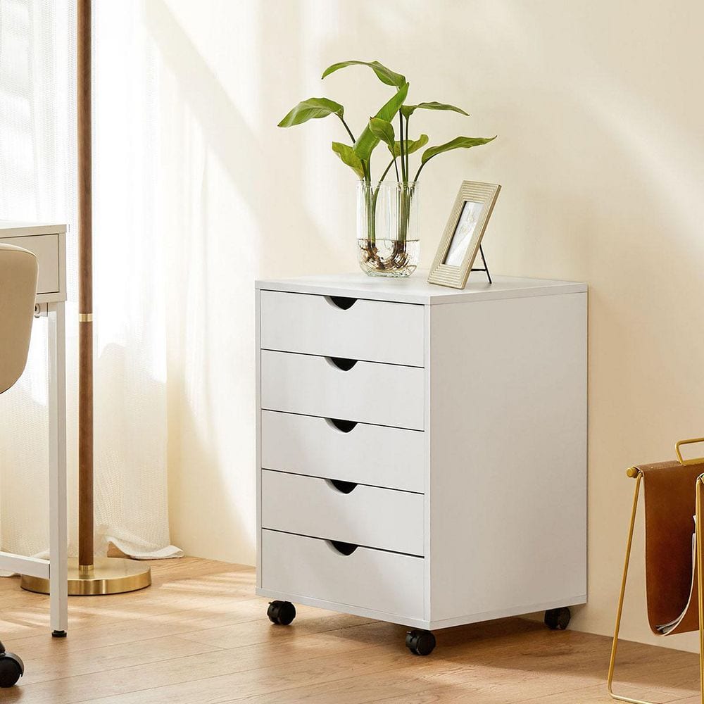 Bestier White 18.7 in. W 5 Drawers Storage Cabinet Swivel Dressers with ...