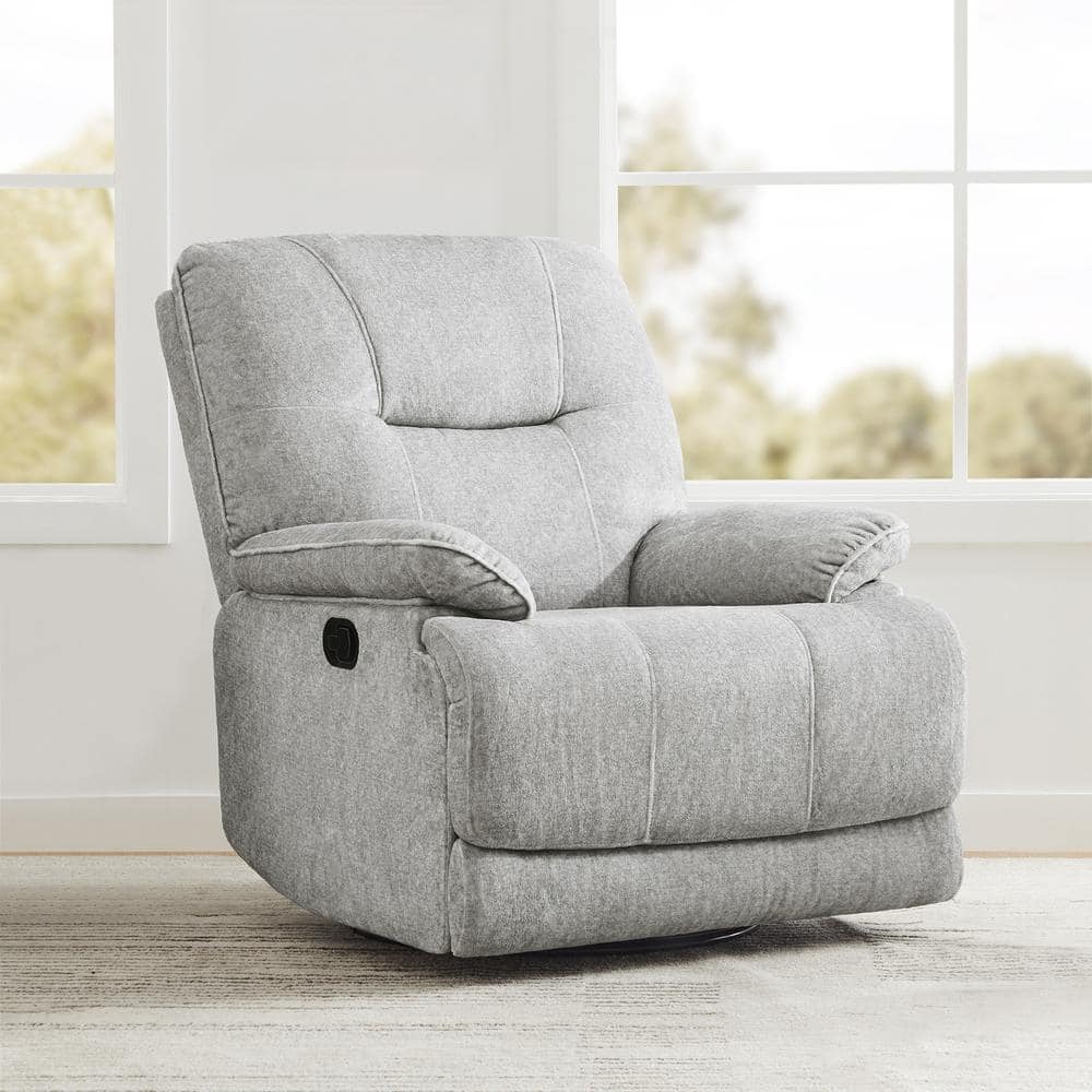 Spruce & Spring Rani Light Gray Fabric Manual Glider Recliner SSMA137 ...