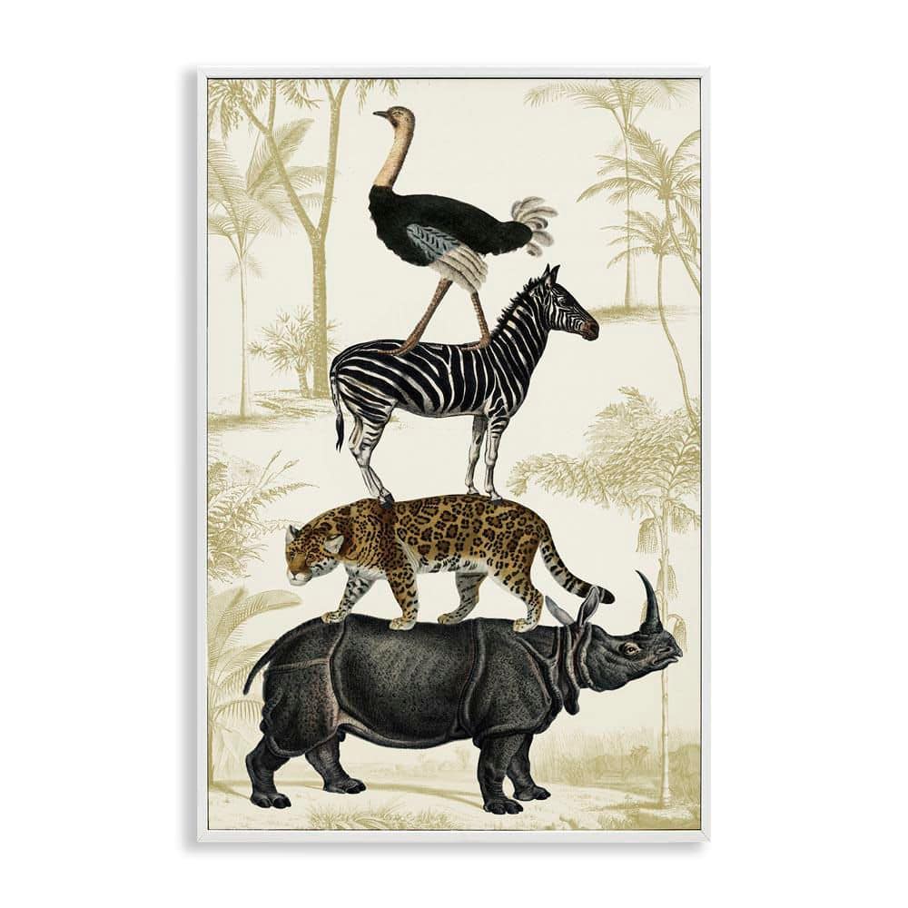 Stupell Industries Tower of Safari Animals by Victoria Barnes White ...