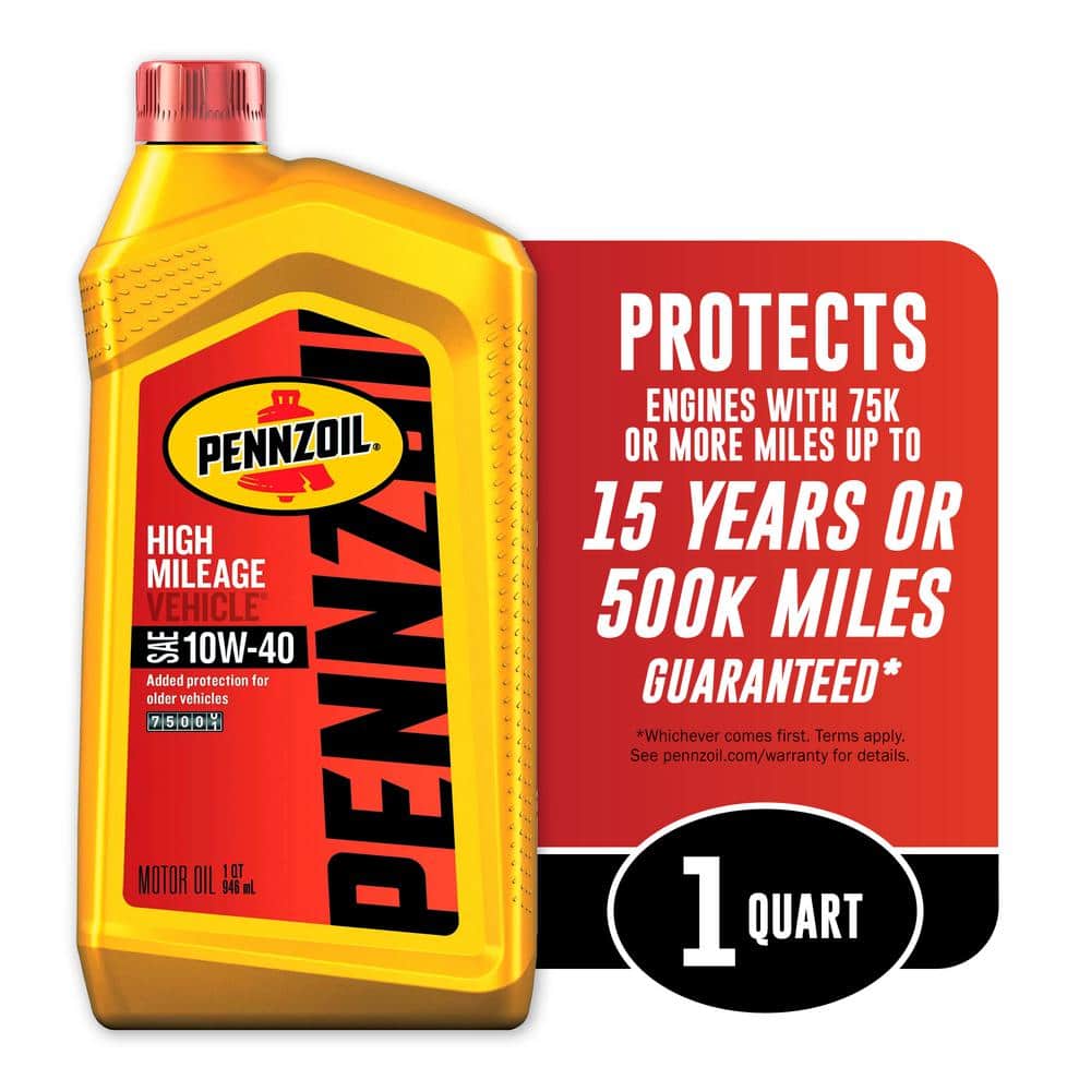 Pennzoil High Mileage SAE 10W-40 Synthetic Blend Motor Oil 1 qt ...