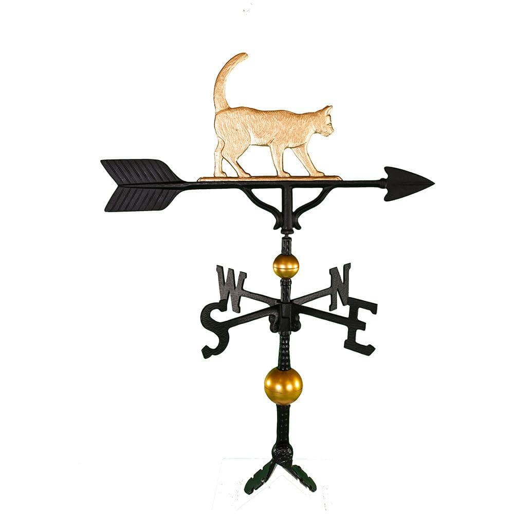 Montague Metal Products 32 in. Deluxe Gold Cat Weathervane WV-381-GB ...