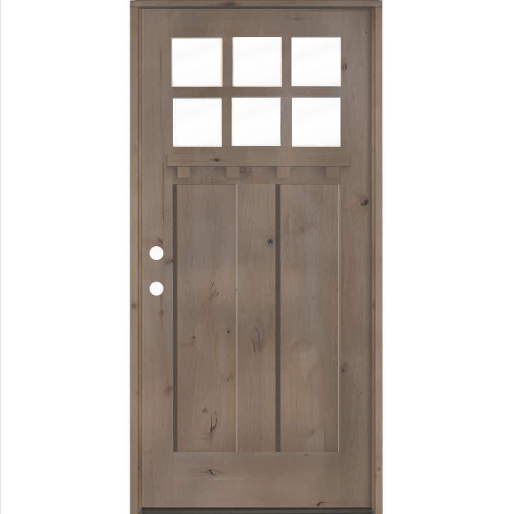 Krosswood Doors 36 in. x 80 in. Knotty Alder Right-Hand/Inswing 6 Lite ...