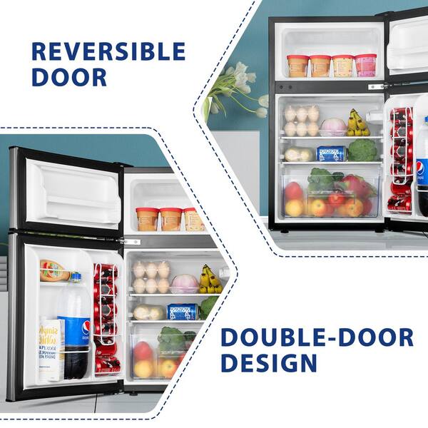 20 in. 3.2 Cu. ft. Mini Refrigerator in Silver with Compact Freezer 7 Temperature Control Low Noise 3D Cooling