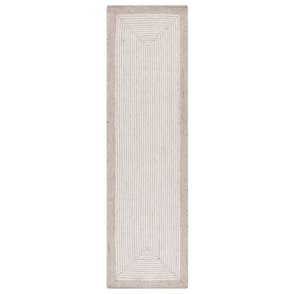 SAFAVIEH Braided Beige/Ivory 2 ft. x 8 ft. Beige/Ivory Striped Runner ...