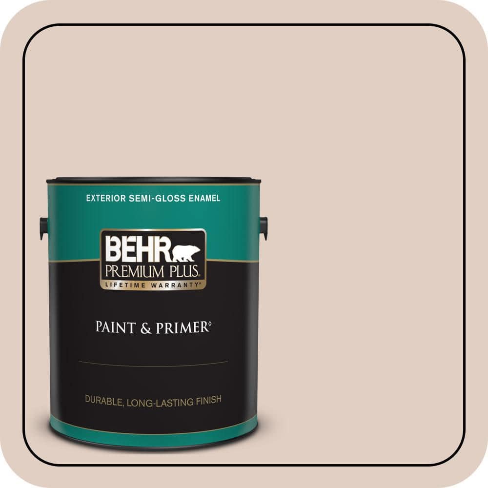 BEHR PREMIUM PLUS 1 gal. #PWN-73 Winsome Beige Semi-Gloss Enamel ...