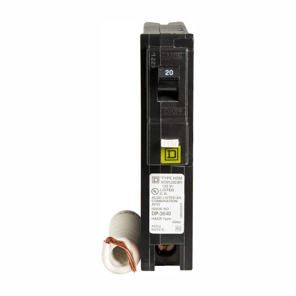 Square D Homeline 20 Amp Single-Pole Combination Arc Fault Circuit ...