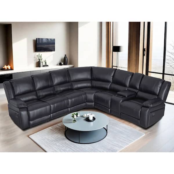 Reviews for Ellesophas 131 in. 7 Pieces Modular Modern Faux Leather ...