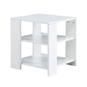 17.7 in. White Square Wood Side Table, Simple Style Design, End Table ...