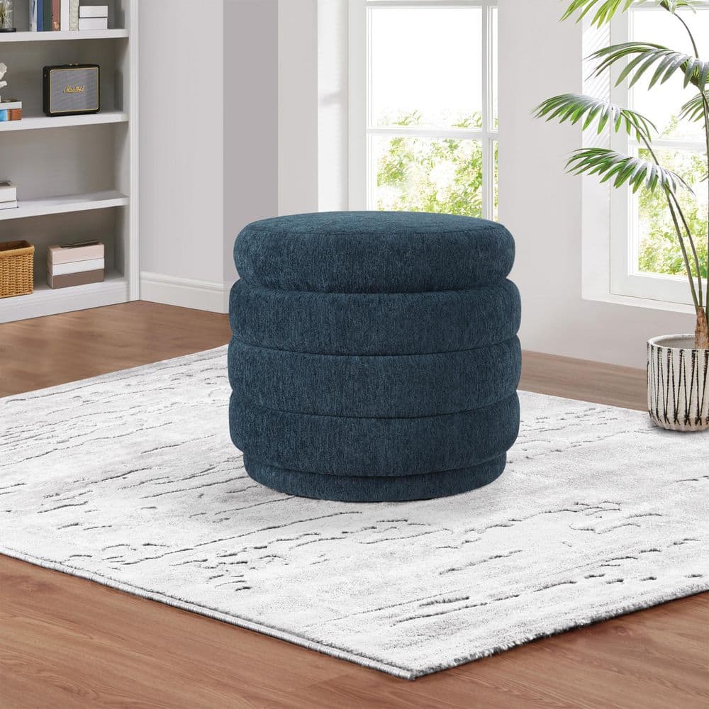 OSP Home Furnishings Cecil Storage Ottoman in Indigo Fabric CCL-S76 ...