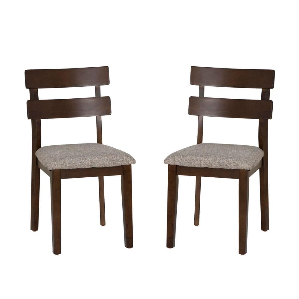 Linon Home Decor Jenny Brown Fabric Seat Dining Side Chairs Set of 2 ...