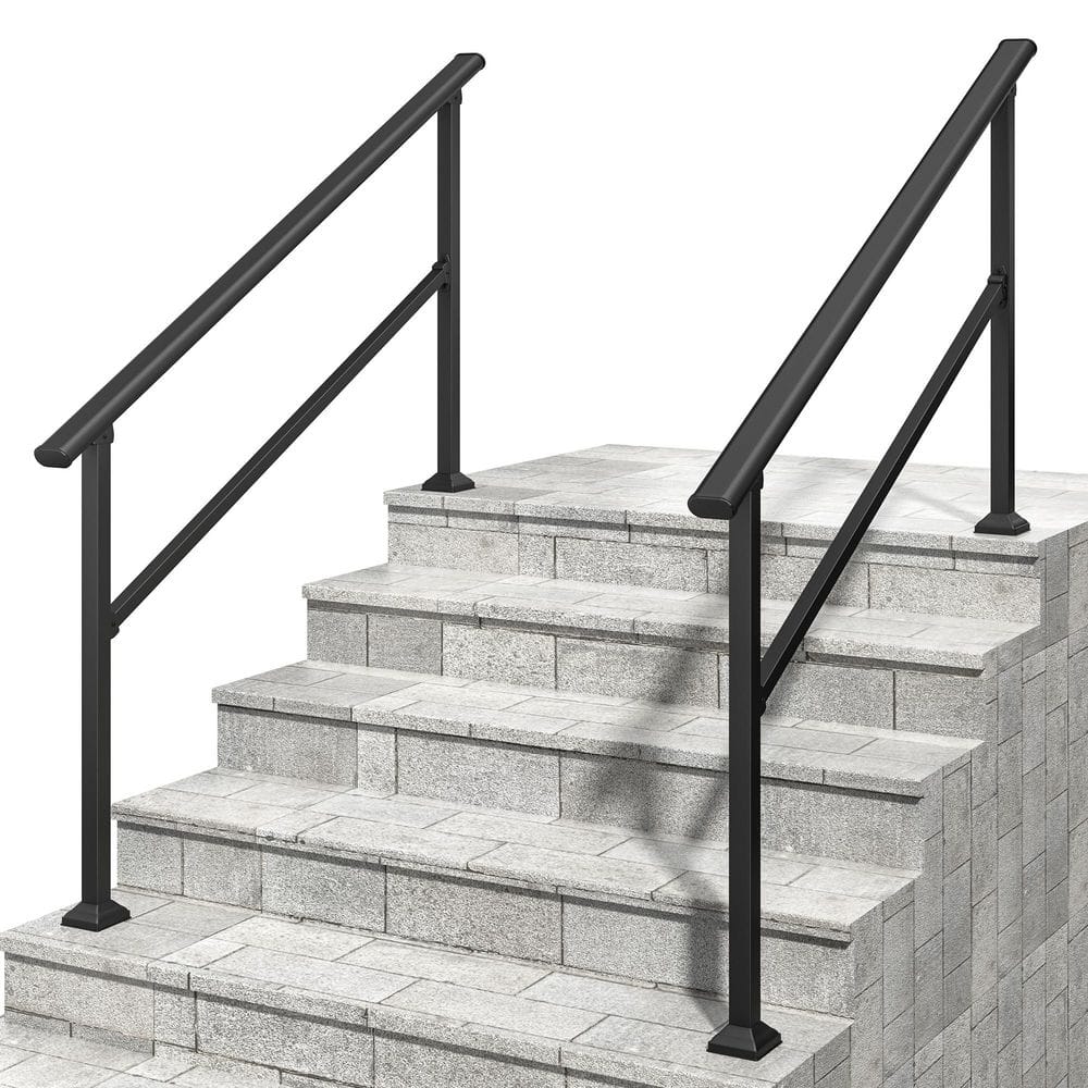 WRIGHTMASTER 48 in. H x 36 in. W Black Carbon Steel Stair Railing Kit ...