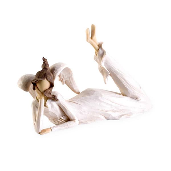 Evergreen Enterprises Resin Lying Down Thinking Angel Indoor/Outdoor ...