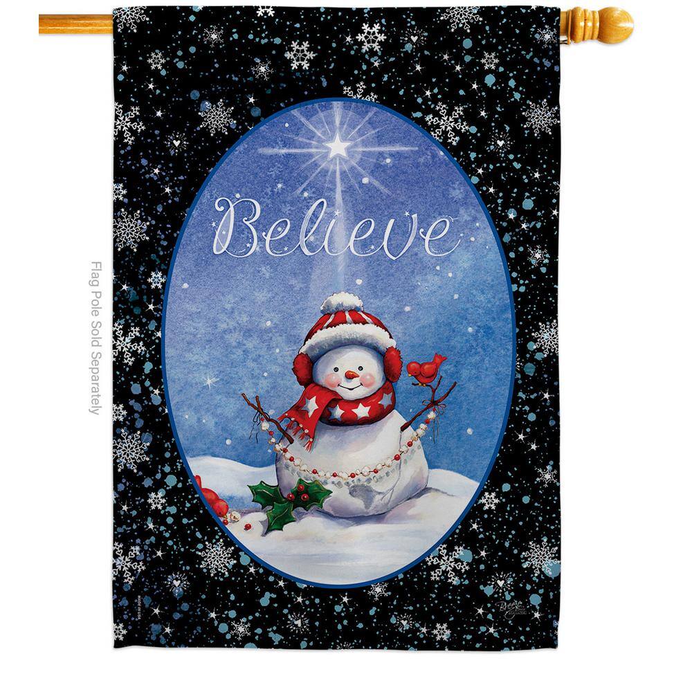 Breeze Decor 28 in. x 40 in. Believe Christmas House Flag Double-Sided ...