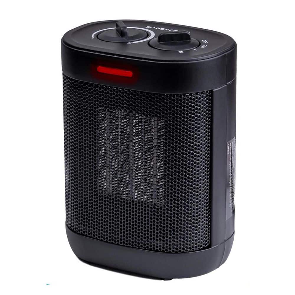 Comfort Zone 1000W 8 in. Black Indoor Electric Fan-Forced Ceramic Space ...