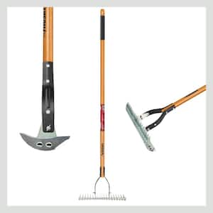 Husky 54 in. Long Wood Handle 19-Tine Adjustable Thatch Rake 77113-950 ...