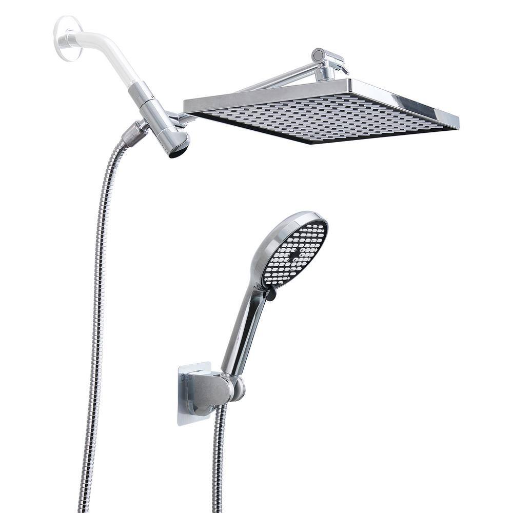 Heemli Rainfall Shower Head Combo 6-Spray 12 in. Wall Mount Dual Shower ...