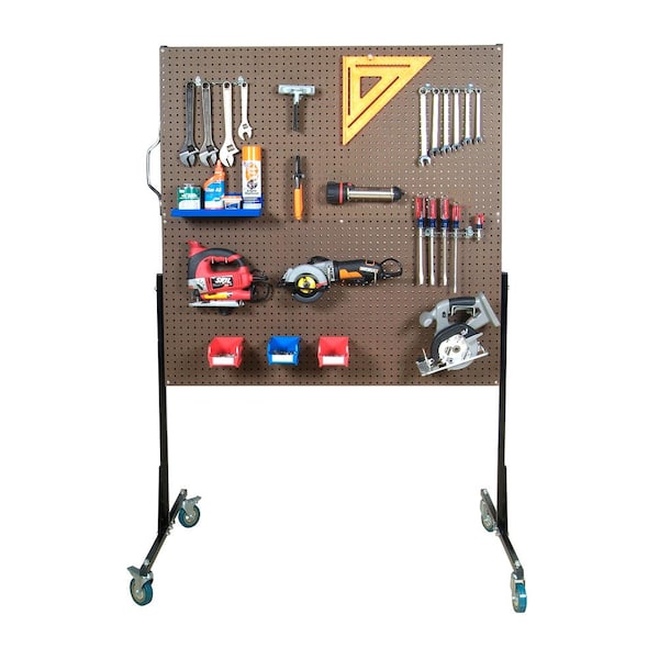 Triton Products 50 in. W Mobile Stand-Alone Pegboard Unit Utility Cart ...