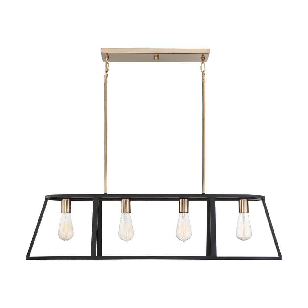 SATCO Chassis 4-Light Copper Brushed Brass and Matte Black Billiard ...