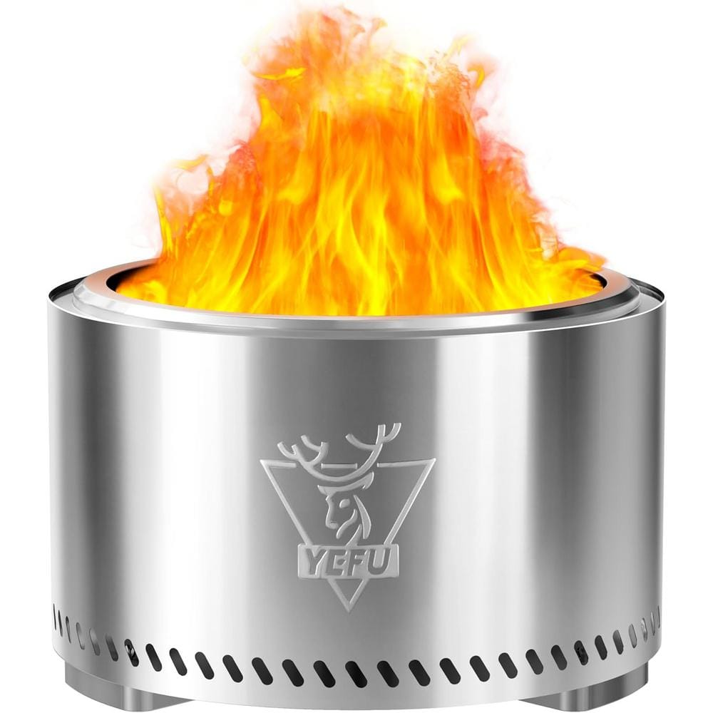 Mximu 27 in. Stainless Steel Smokeless Wood Burning Patio Fire Pit for ...