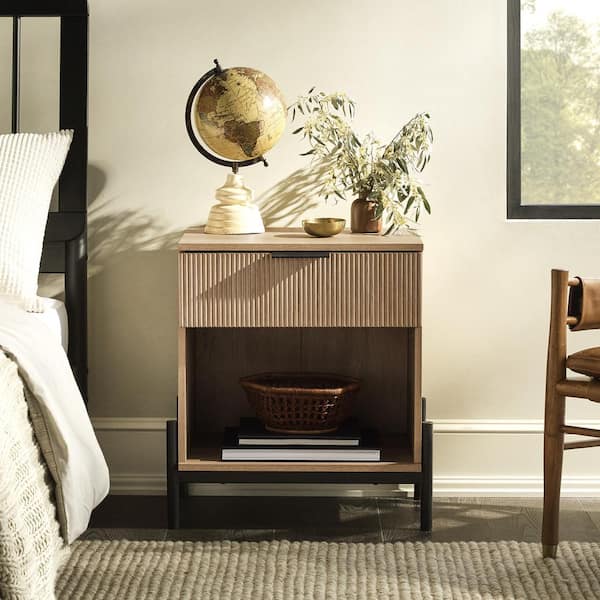 Walker Edison Furniture Company 1-Drawer Coastal Oak Wood Walker Edison Furniture Company 1-Drawer Coastal Oak Wood