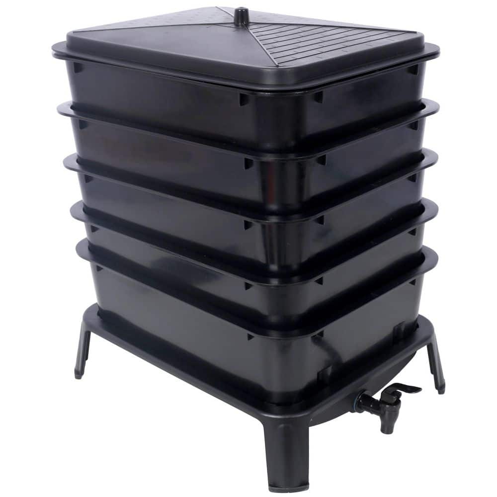 Miscool Ami 13 Gal. All-Season Outdoor 5-Layer Worm Compost Bin ...