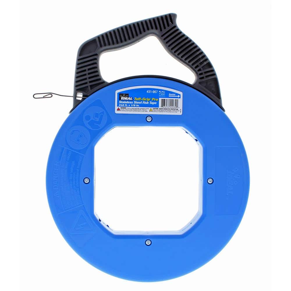 IDEAL 1/8 in. x 240 ft. Tuff-Grip Pro Stainless Steel Fish Tape 31-067 ...