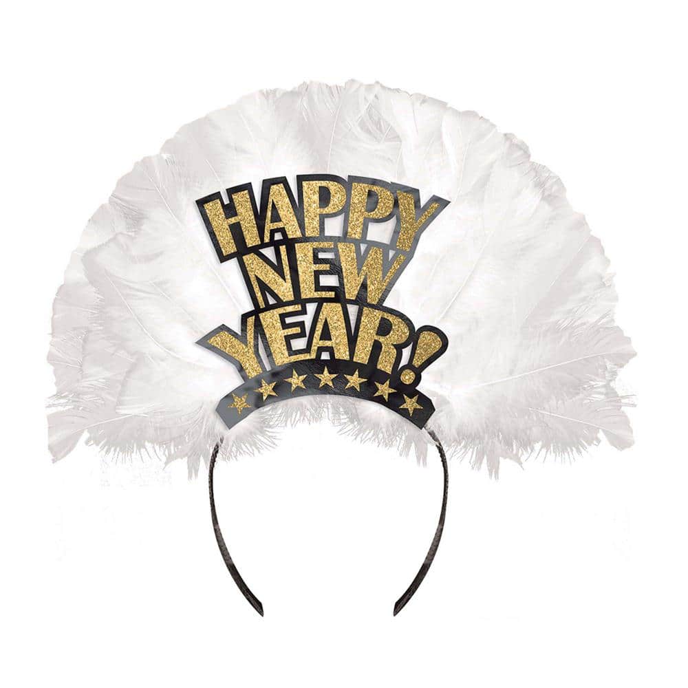 Amscan New Year's 12 in. Gold Deluxe Feather Tiara (3-Pack) 259005.19 ...
