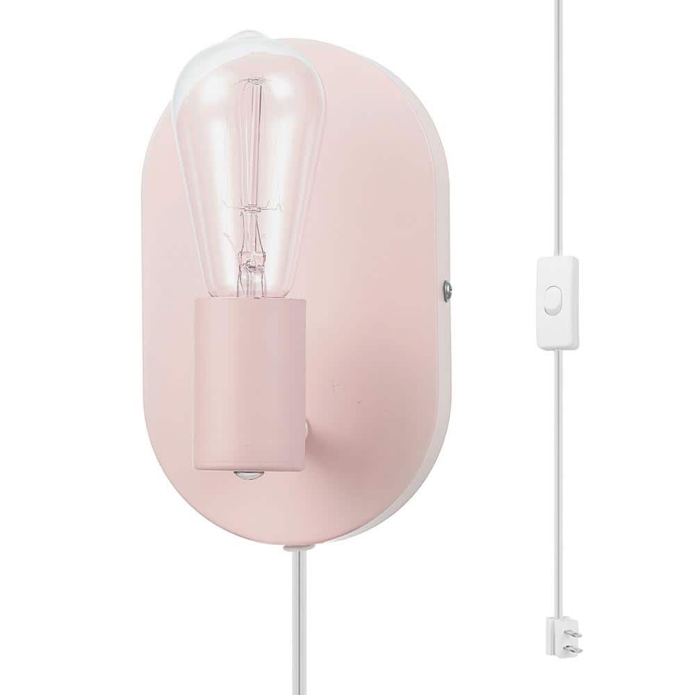 Globe Electric Kiel 1-Light Matte Pink Plug-In or Hardwire Wall Sconce ...