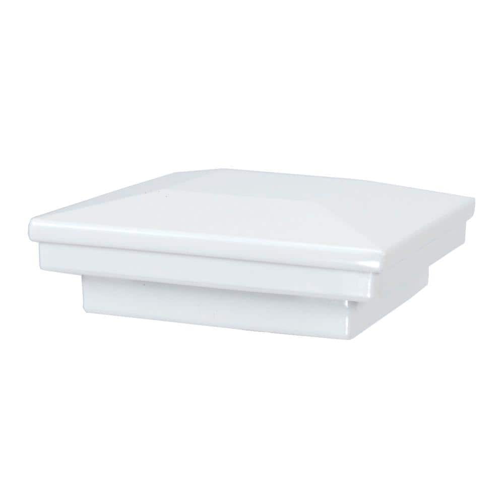 Fortress Accents 3 in. x 3 in. White Aluminum Flat Pyramid Post Cap ...