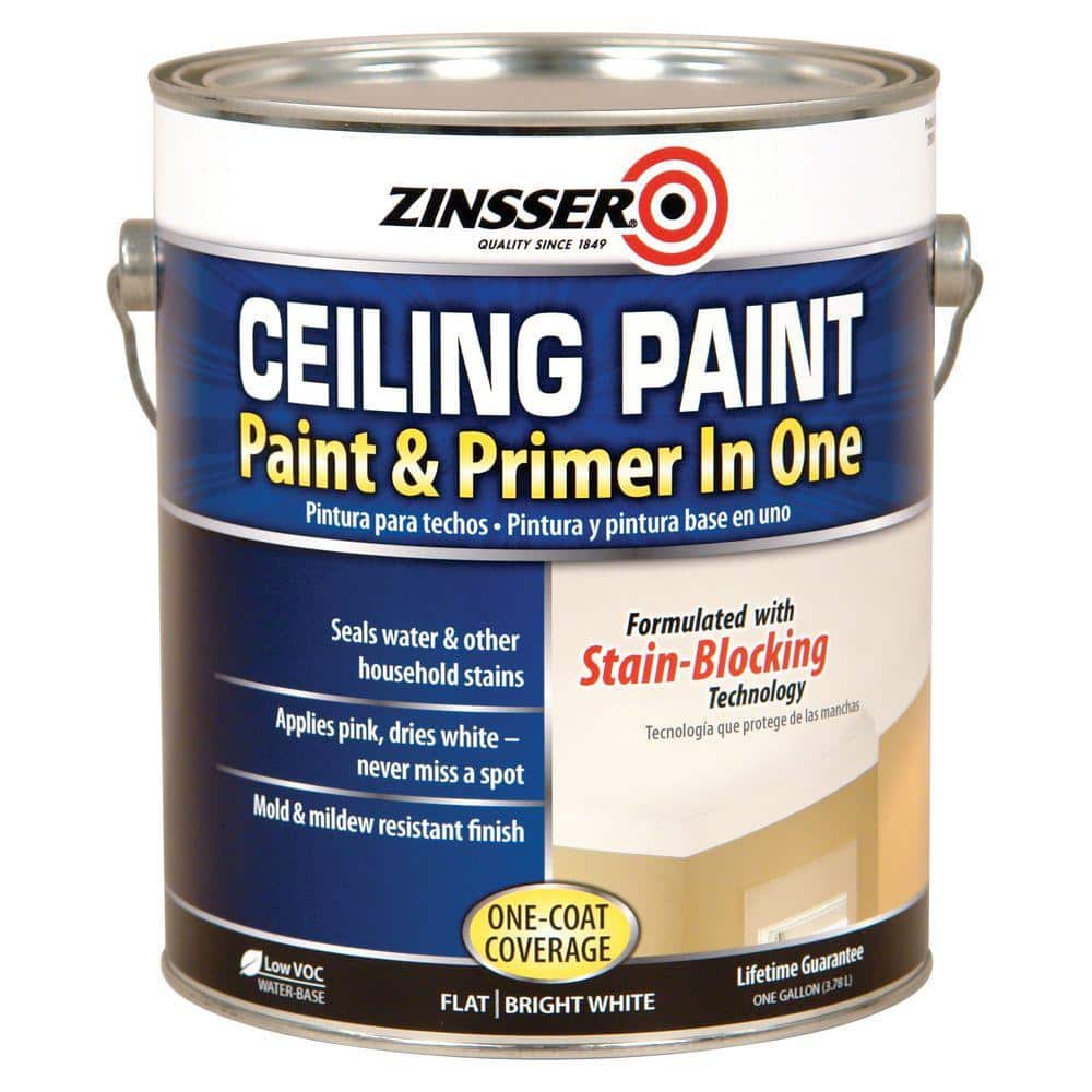 Zinsser 1 Gal. Flat Bright White Ceiling Paint and Primer in One 260967 ...