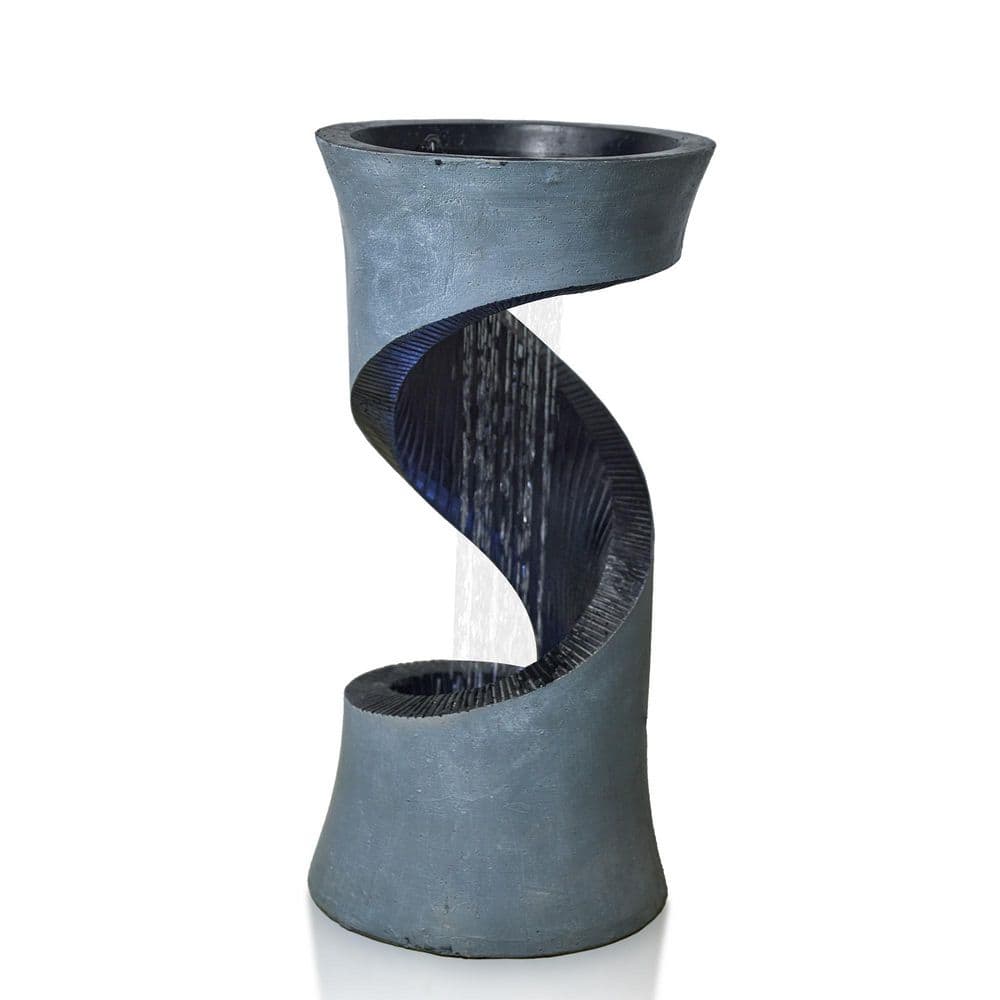 vbal 28 in. Resin and Fiberglass Tall Curving Shaped Outdoor Waterfall ...