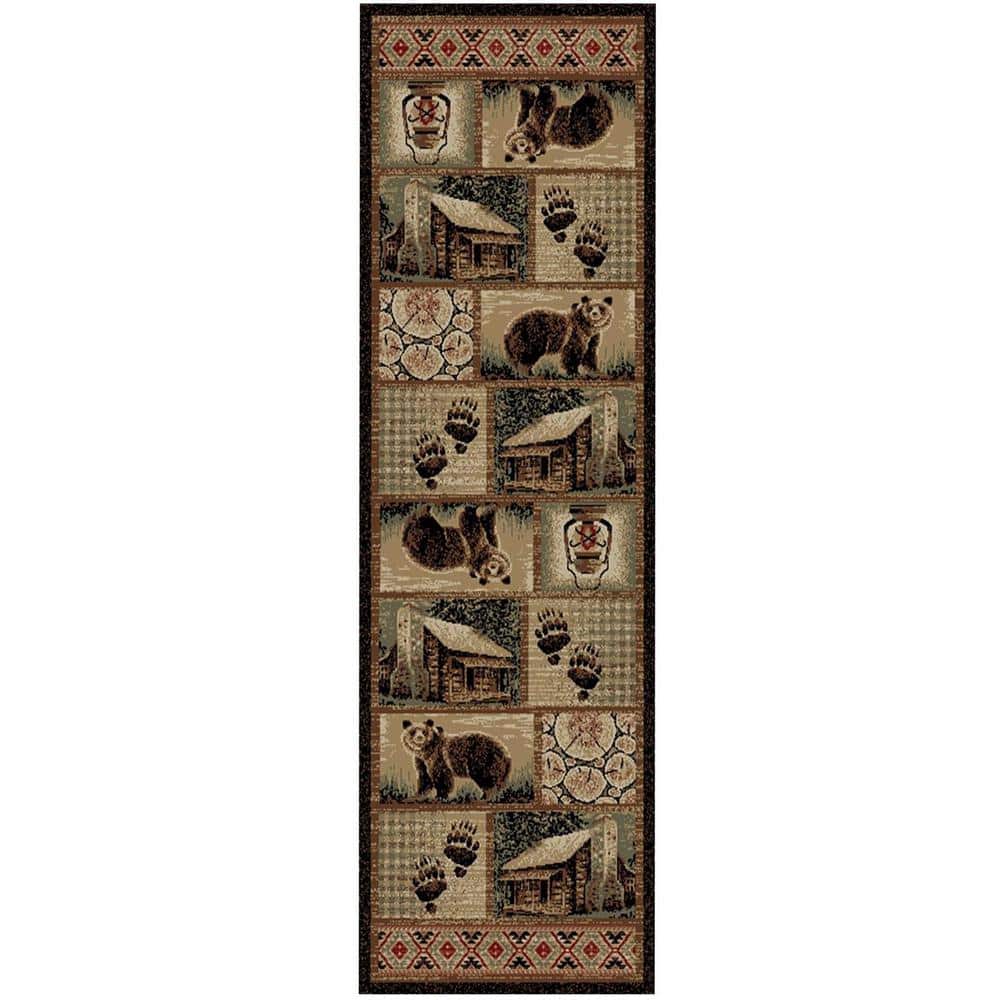 Mayberry Rug Hearthside Cabin Hideaway Lodge Brown 2 ft. x 8 ft. Woven ...